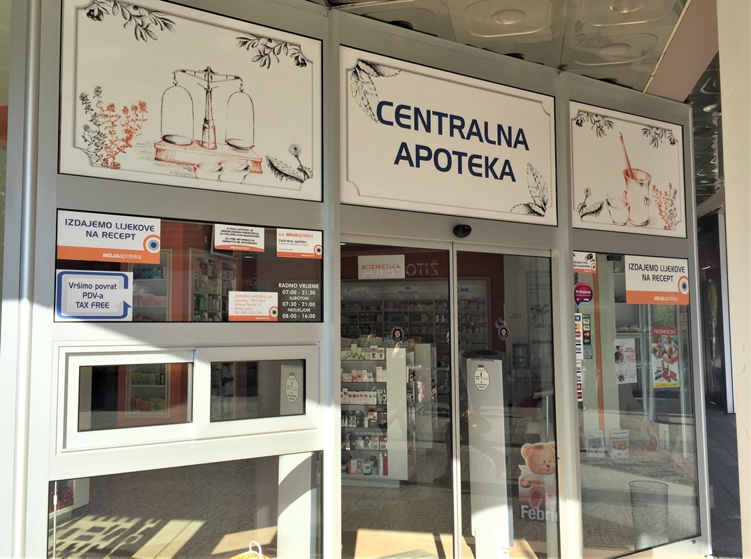 Ljekarne: Moja apoteka (BIH), Crvena apoteka (BIH), Bpharm (BIH)